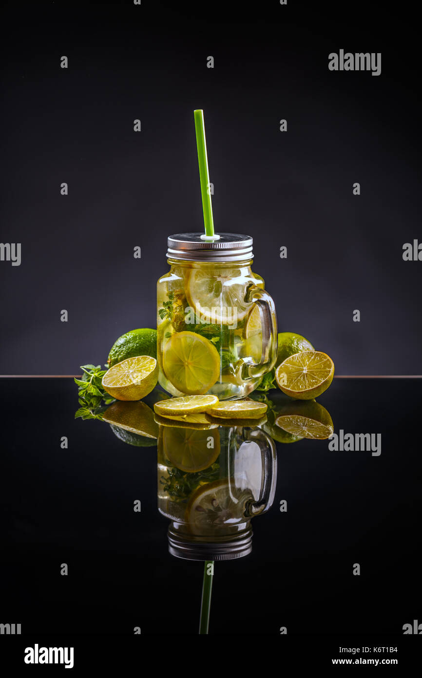 Home made healthy vitamin-fortified water on clipping path background ...