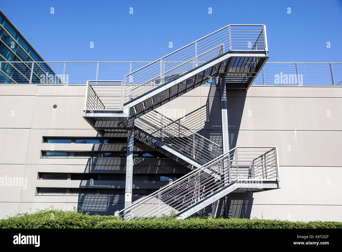 Metal and glass stairs in the building, modern style Stock Photo - Alamy