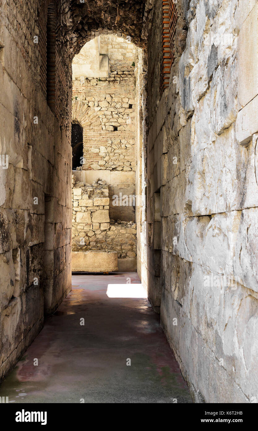 Old abandoned basement in a castle with corridors and labyrinths Stock ...