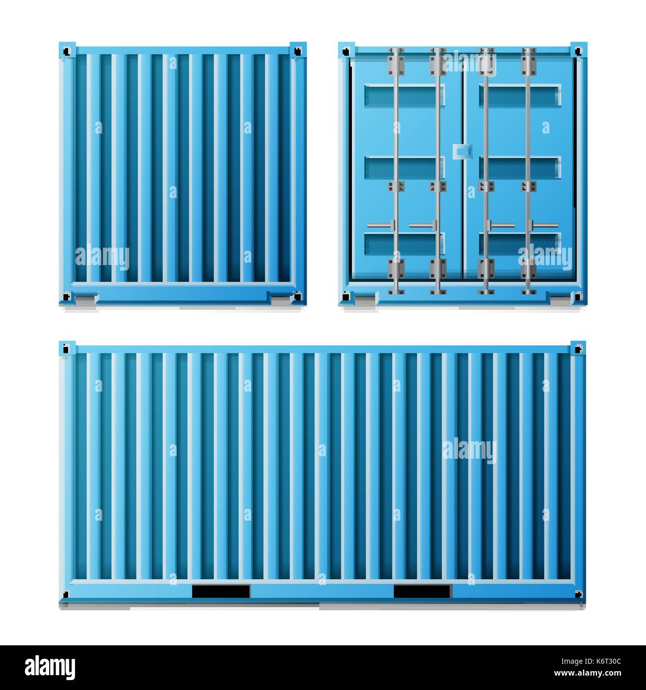 Blue Cargo Container Vector. Realistic Metal Classic Cargo Container ...