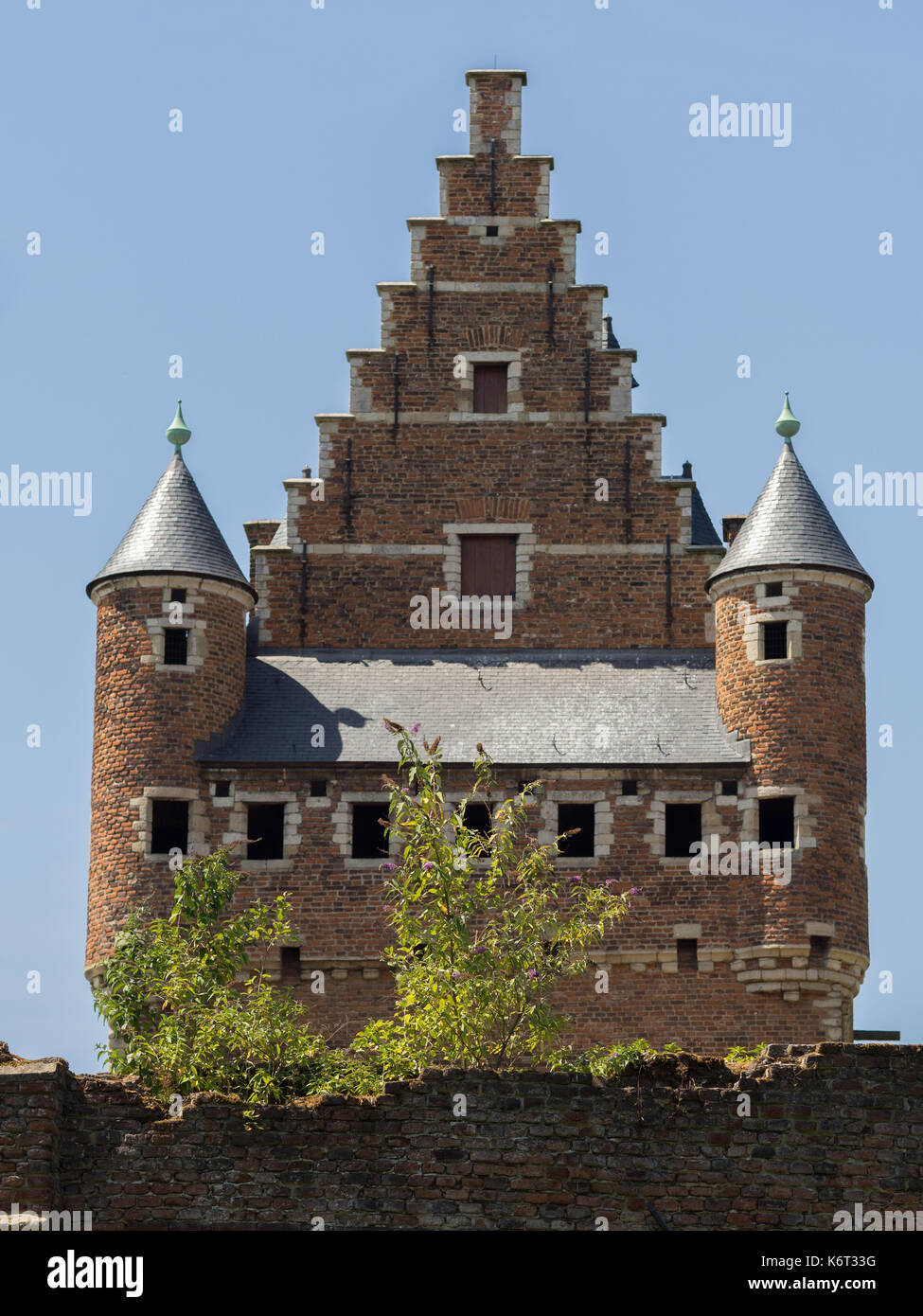 The close up of a castle tower Stock Photo - Alamy
