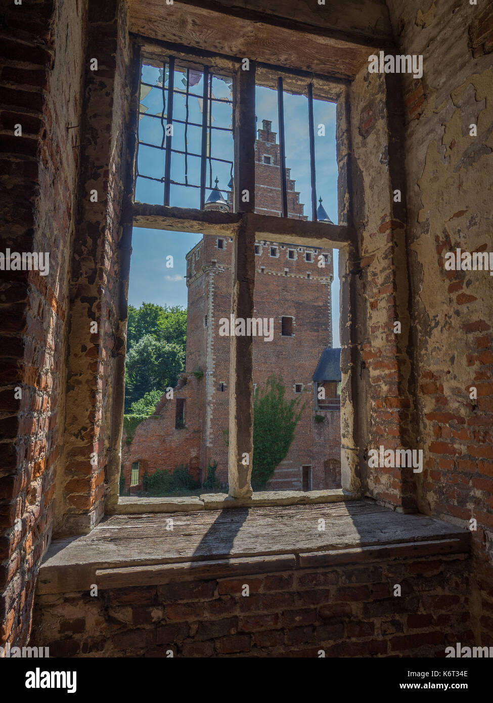 Peeking through the window of a castle ruin Stock Photo - Alamy