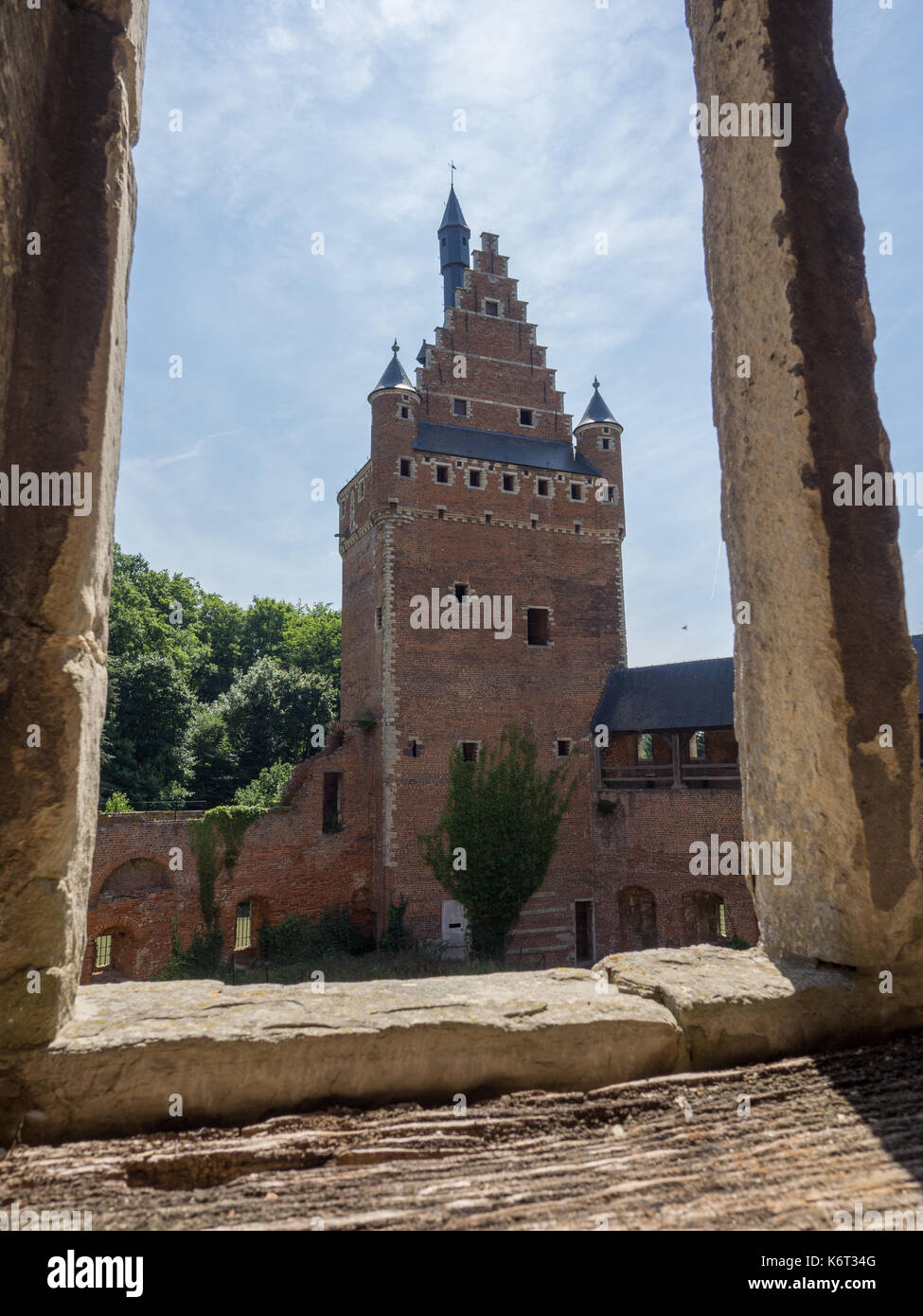 Peeking through the window of a castle ruin Stock Photo - Alamy