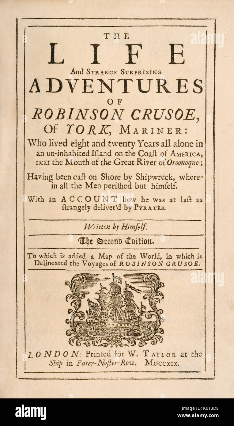 ‘Robinson Crusoe’ title page from “The Life and Strange Surprising ...