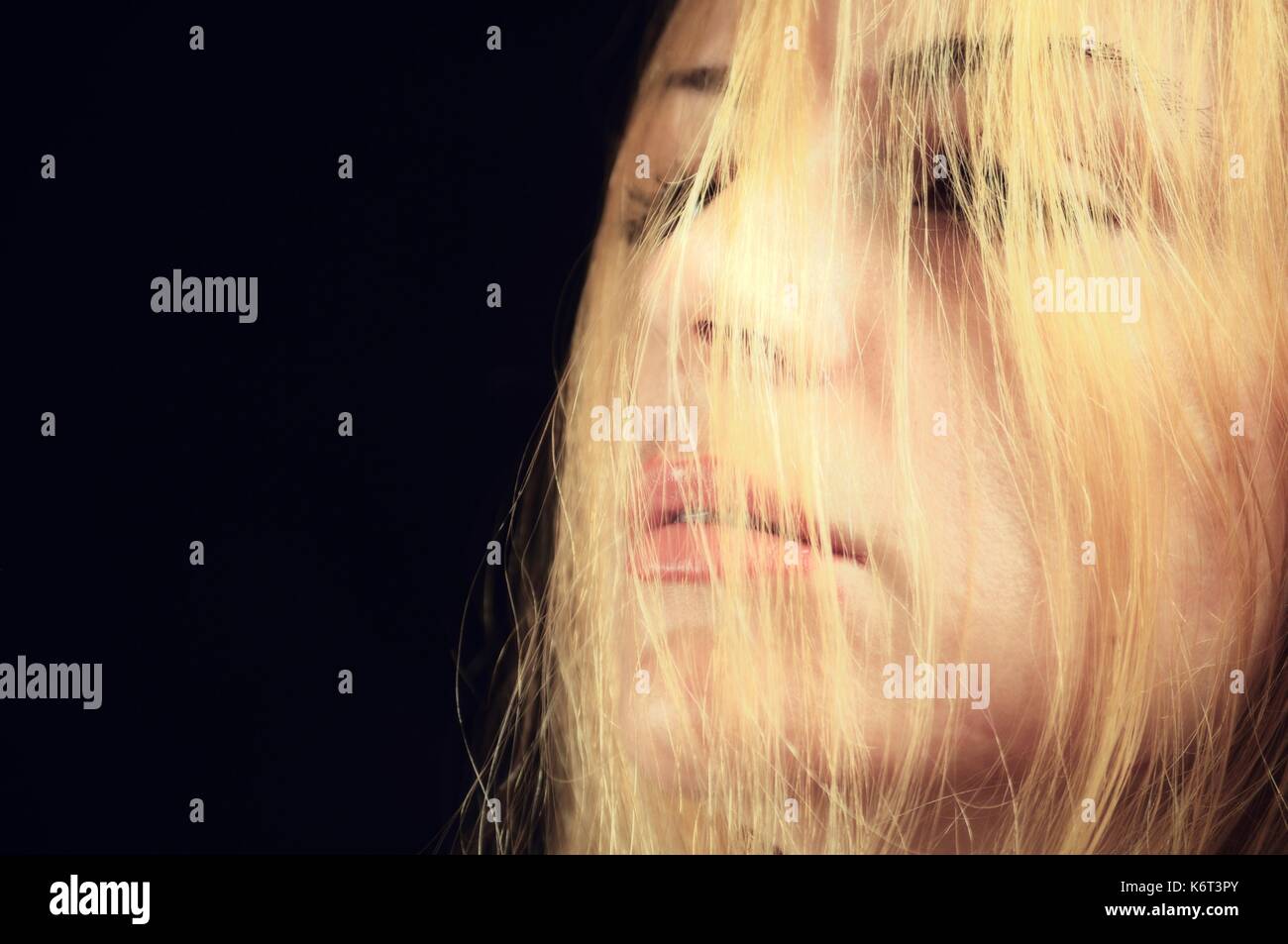 Beautiful girl hair covering face hi-res stock photography and images ...