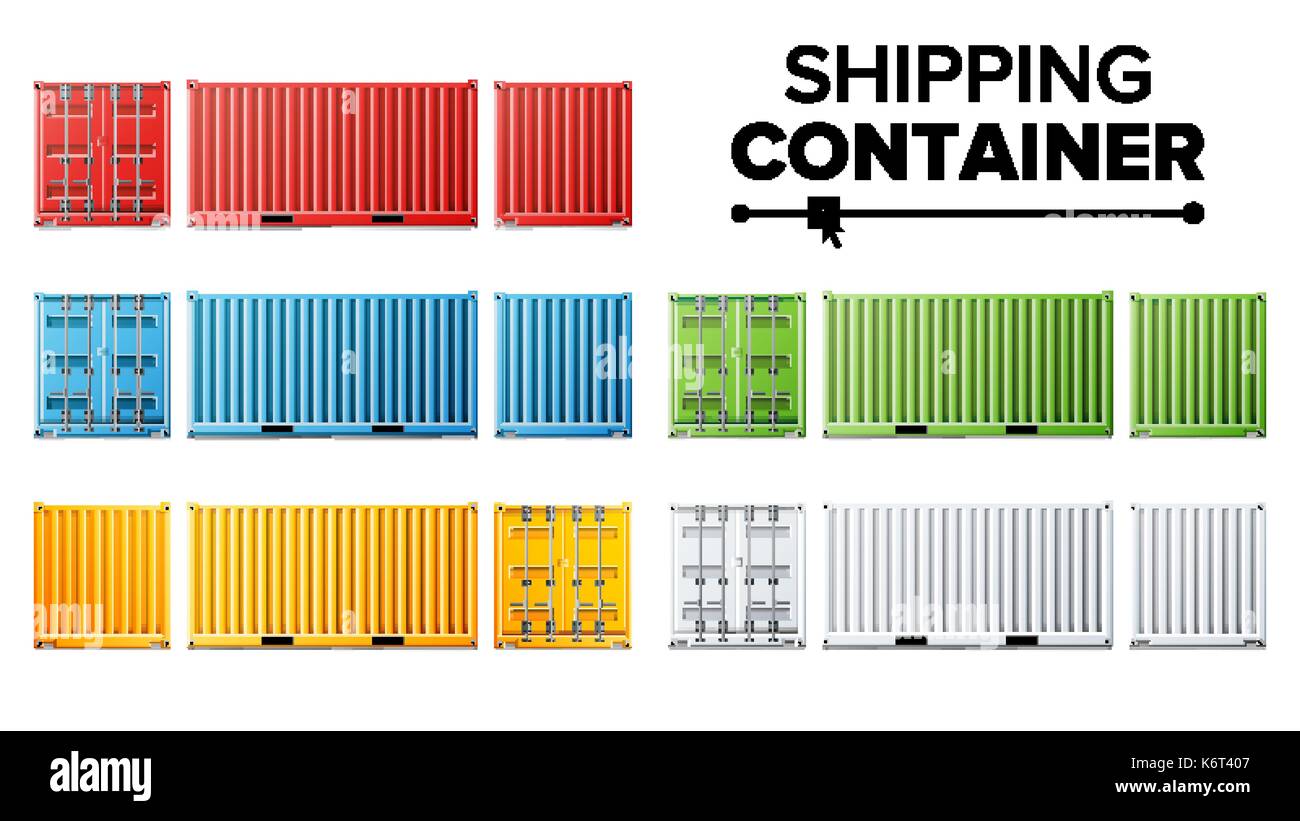 Shipping Cargo Container Set Vector. Freight Shipping Container Concept ...