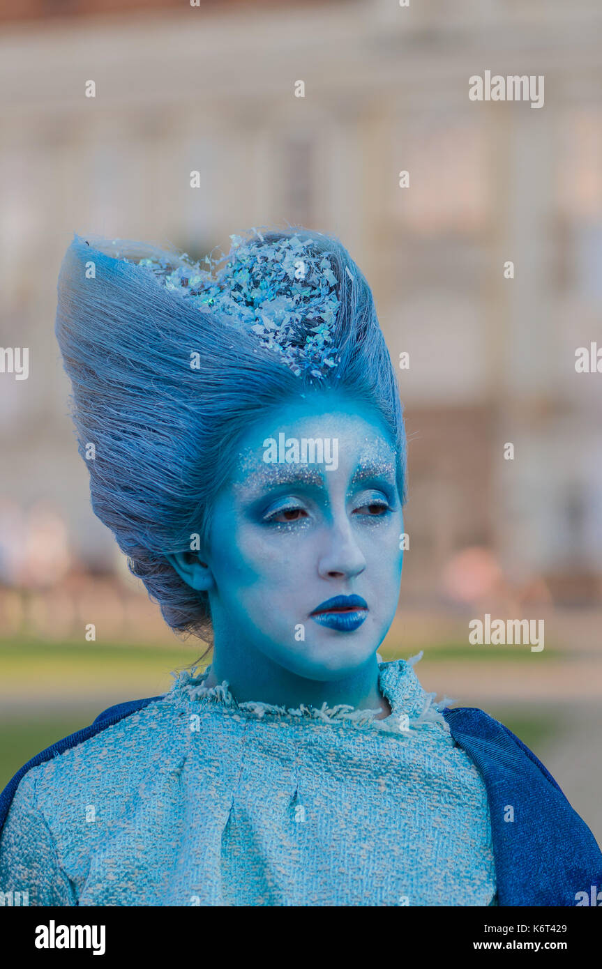 Woman in blue dress Stock Photo - Alamy