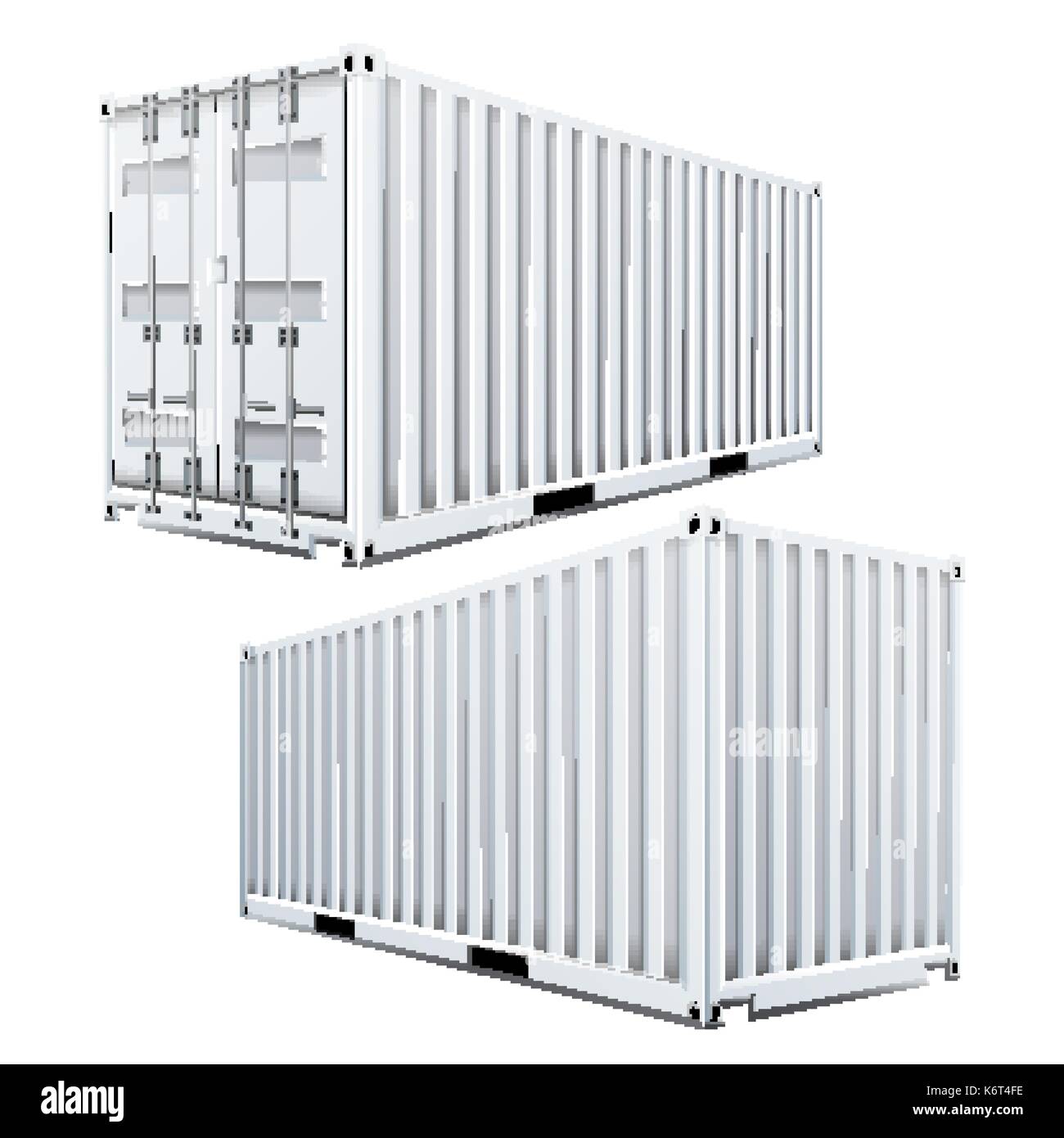 White Cargo Container 3D Vector. Classic Cargo Container. Freight ...