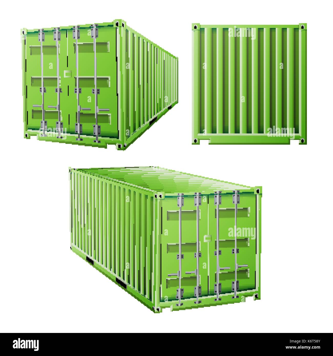 Green Cargo Container 3D Vector. Freight Shipping Container Concept. Logistics, Transportation ...
