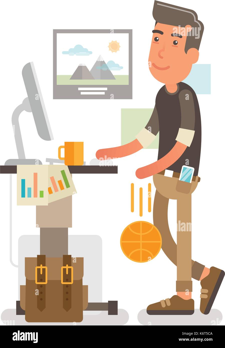 Standing working at desk Stock Vector Images - Alamy