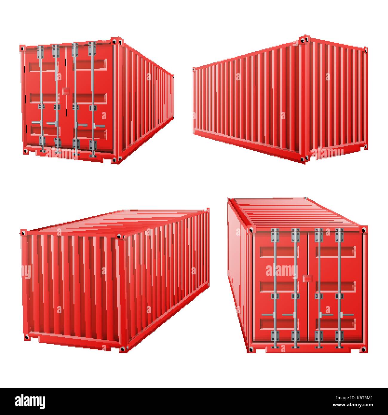 Render red shipping container open Stock Vector Images - Alamy