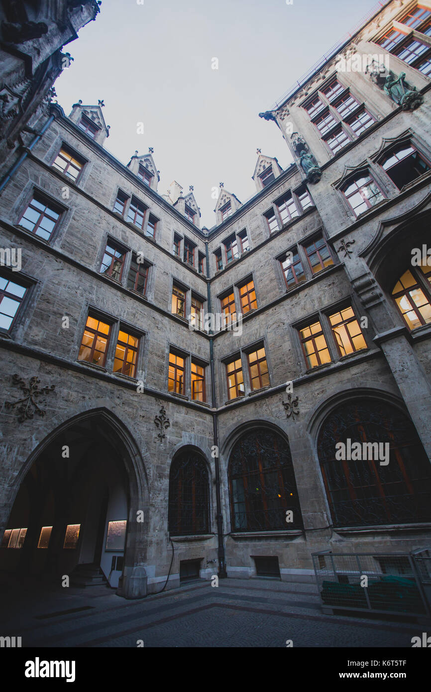 Beautiful super wide-angle sunny aerial view of Munich, Bayern, Germany ...