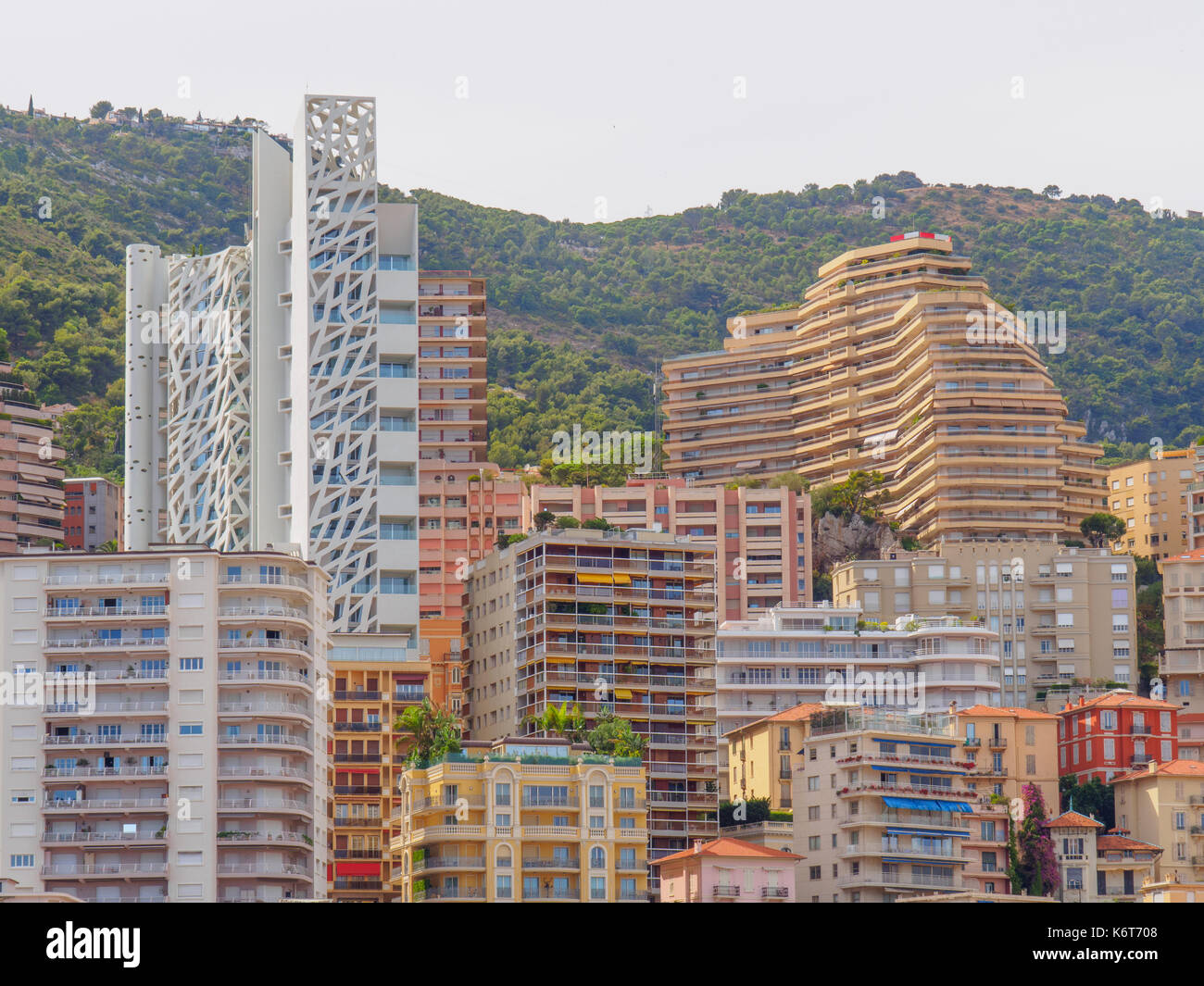 A picture of the many residential high-rise buildings in Monaco Stock ...