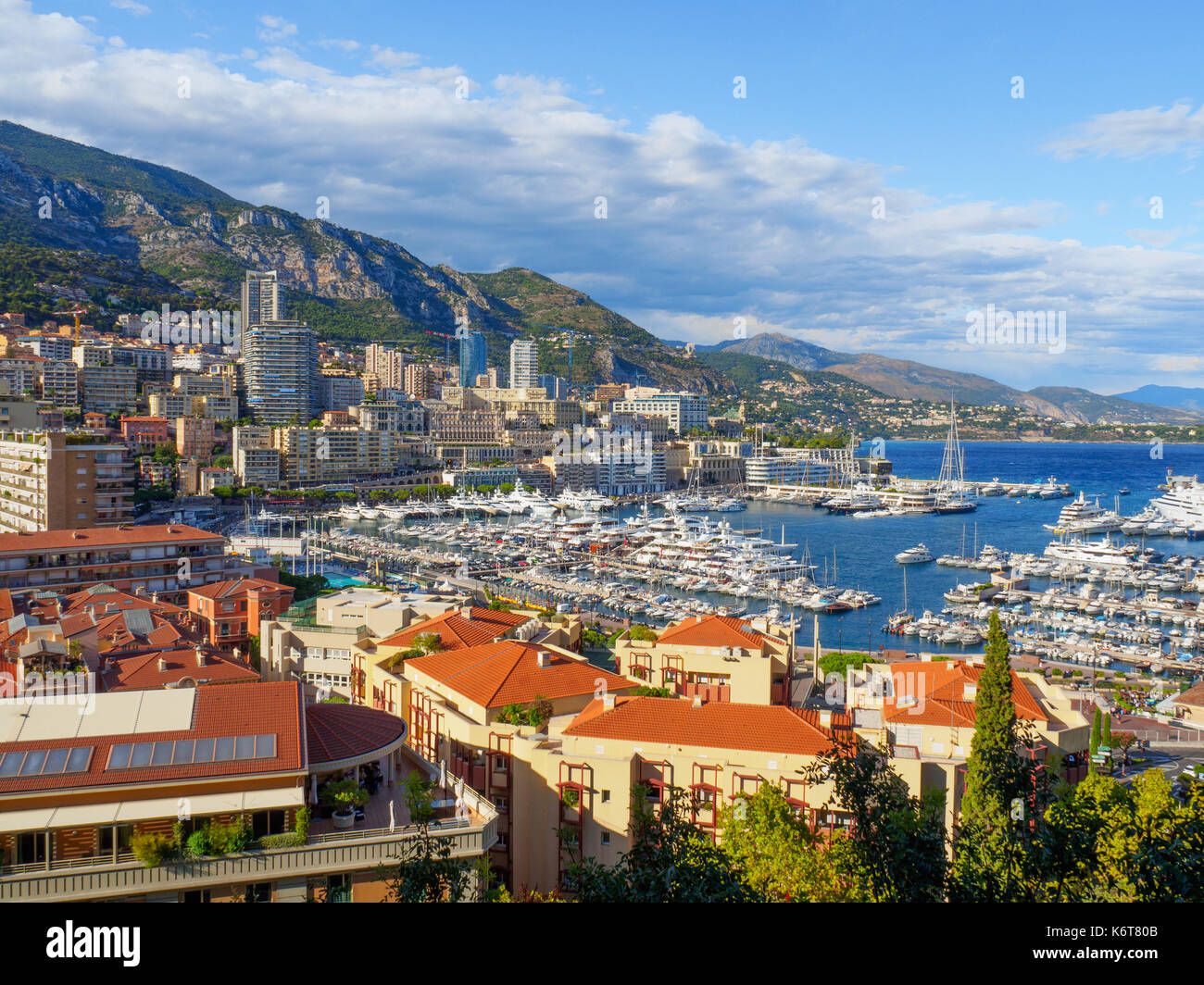 A view of Port Hercule and its surrounding skyline in Monaco Stock ...