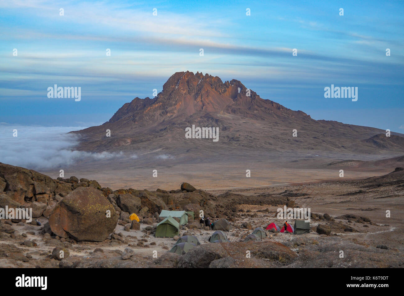 A view of Mawenzi peak from Kibo hun on Mount Kilimanjaro, Tanzania ...