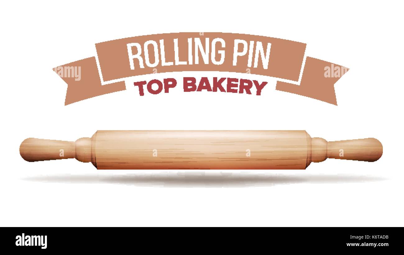 Classic Kitchen Rolling Pin Vector. Dough Equipment. Wooden Roller ...