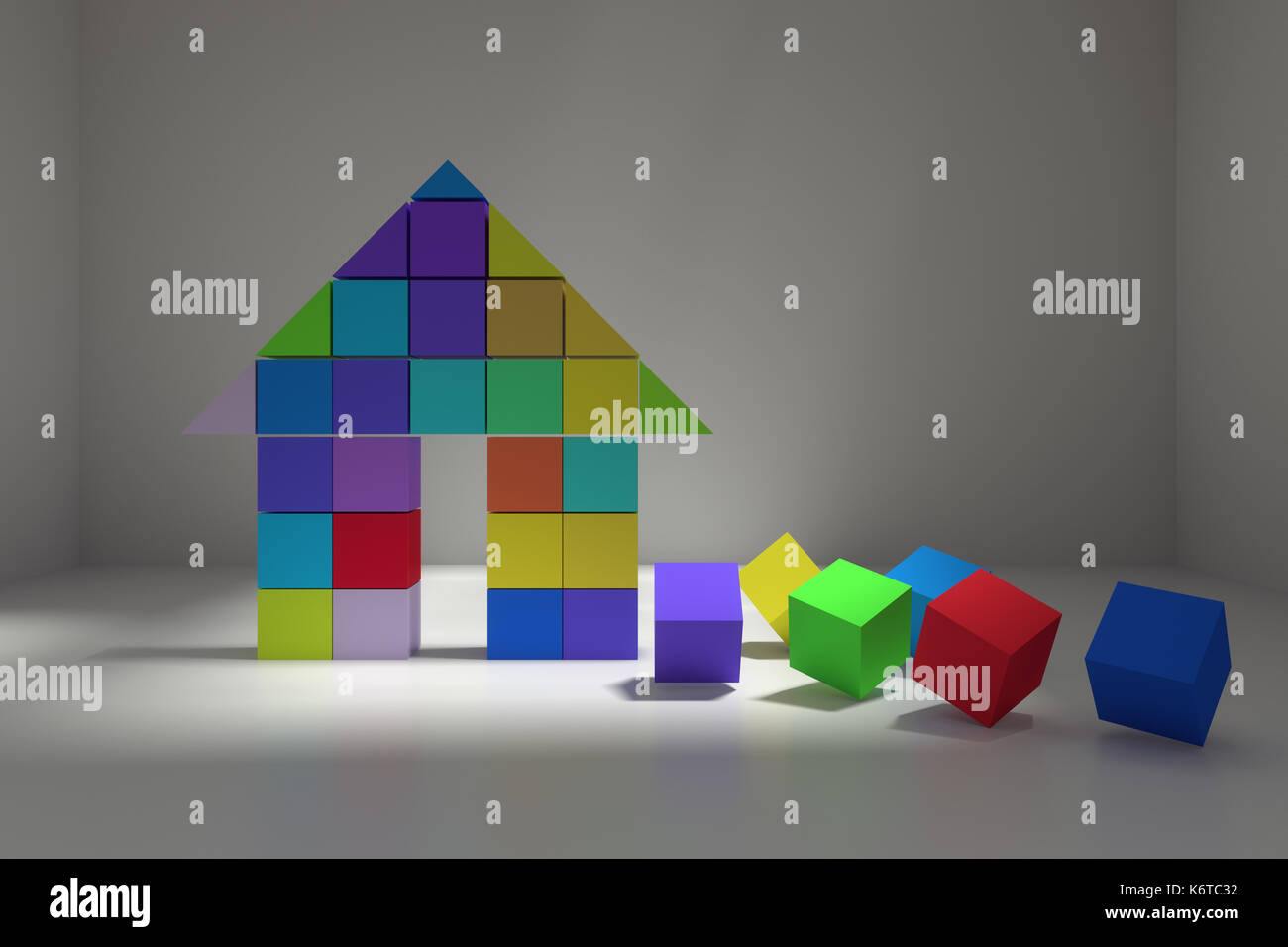 3d rendering of cubes house Stock Photo - Alamy