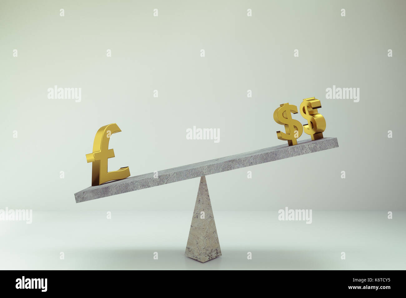 3D rendering of abstract pound and dollar on balance scale Stock Photo ...