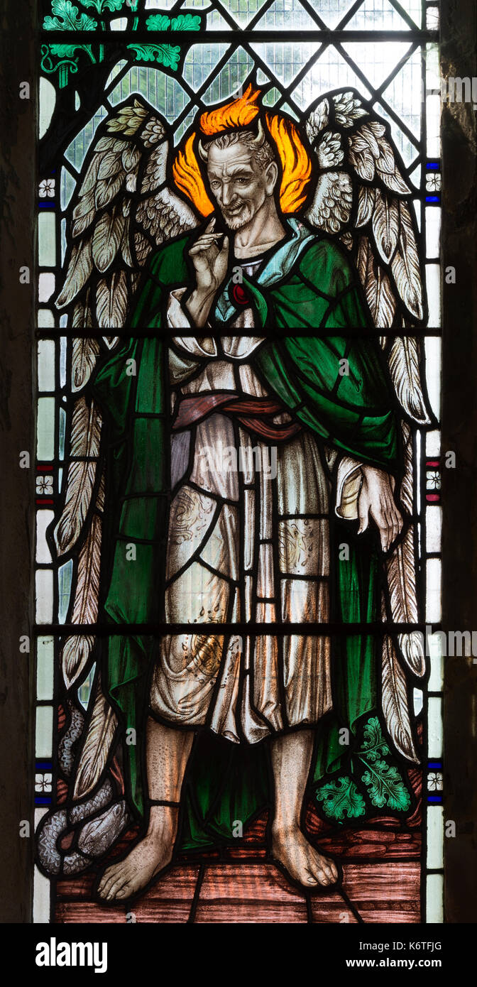 Devil stained glass window church hi-res stock photography and images ...