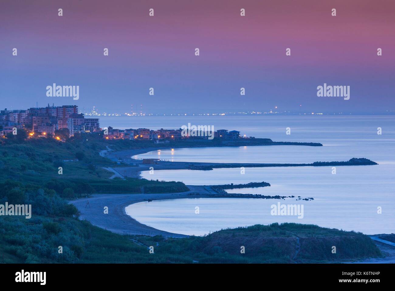 Romania, Black Sea Coast, Constanta, Modern Beach, elevated view of ...