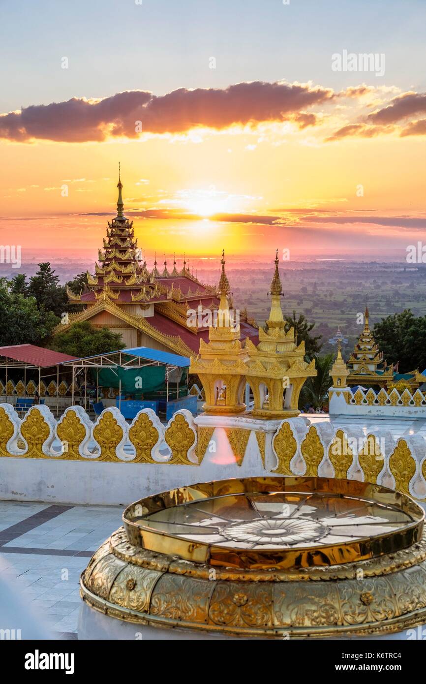 Myanmar (Burma), Sagaing region, Monywa, sunset from the hill of Maha ...
