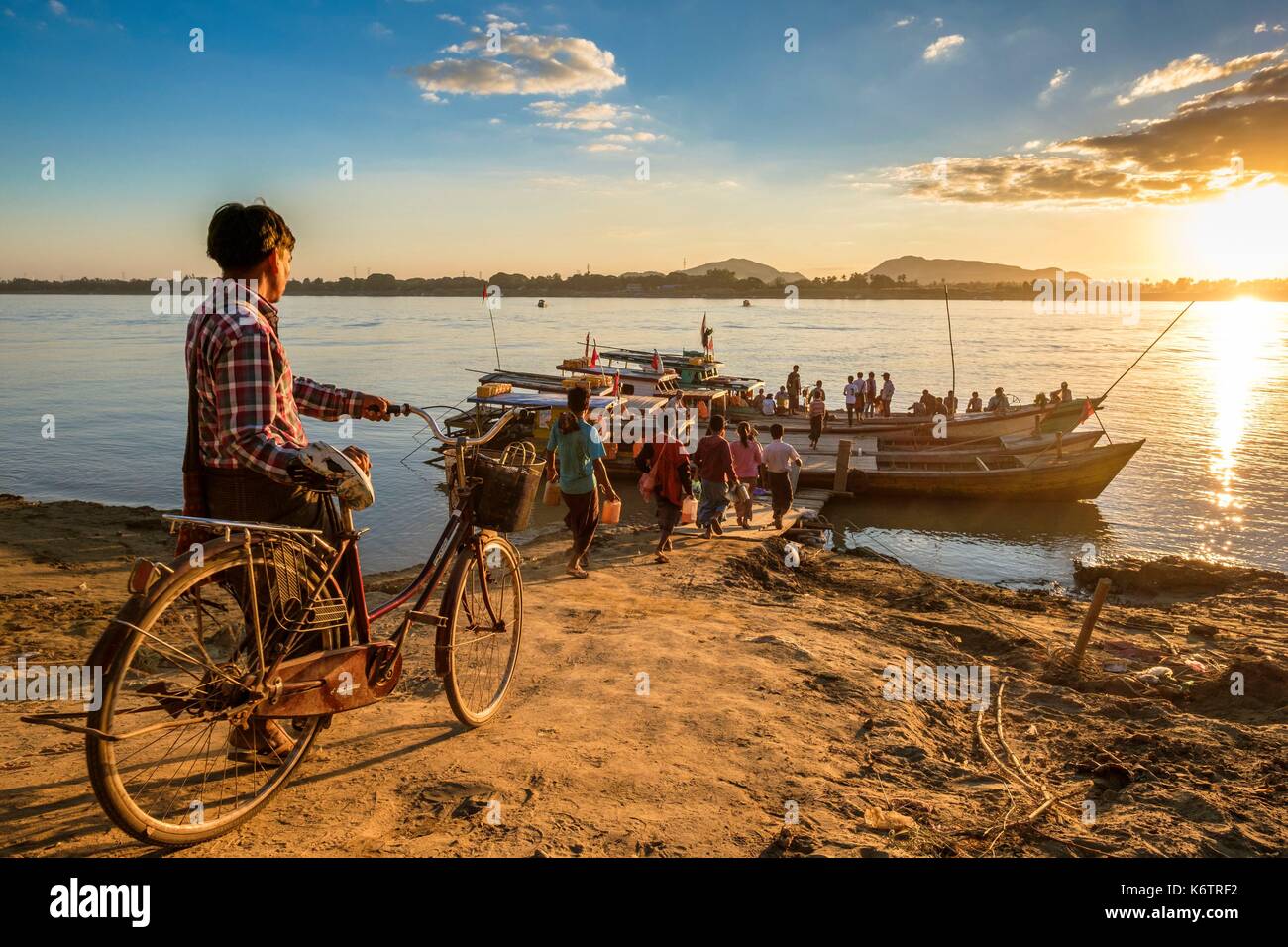 Myanmar (Burma), Sagaing region, Monywa, the banks of Chindwin river ...