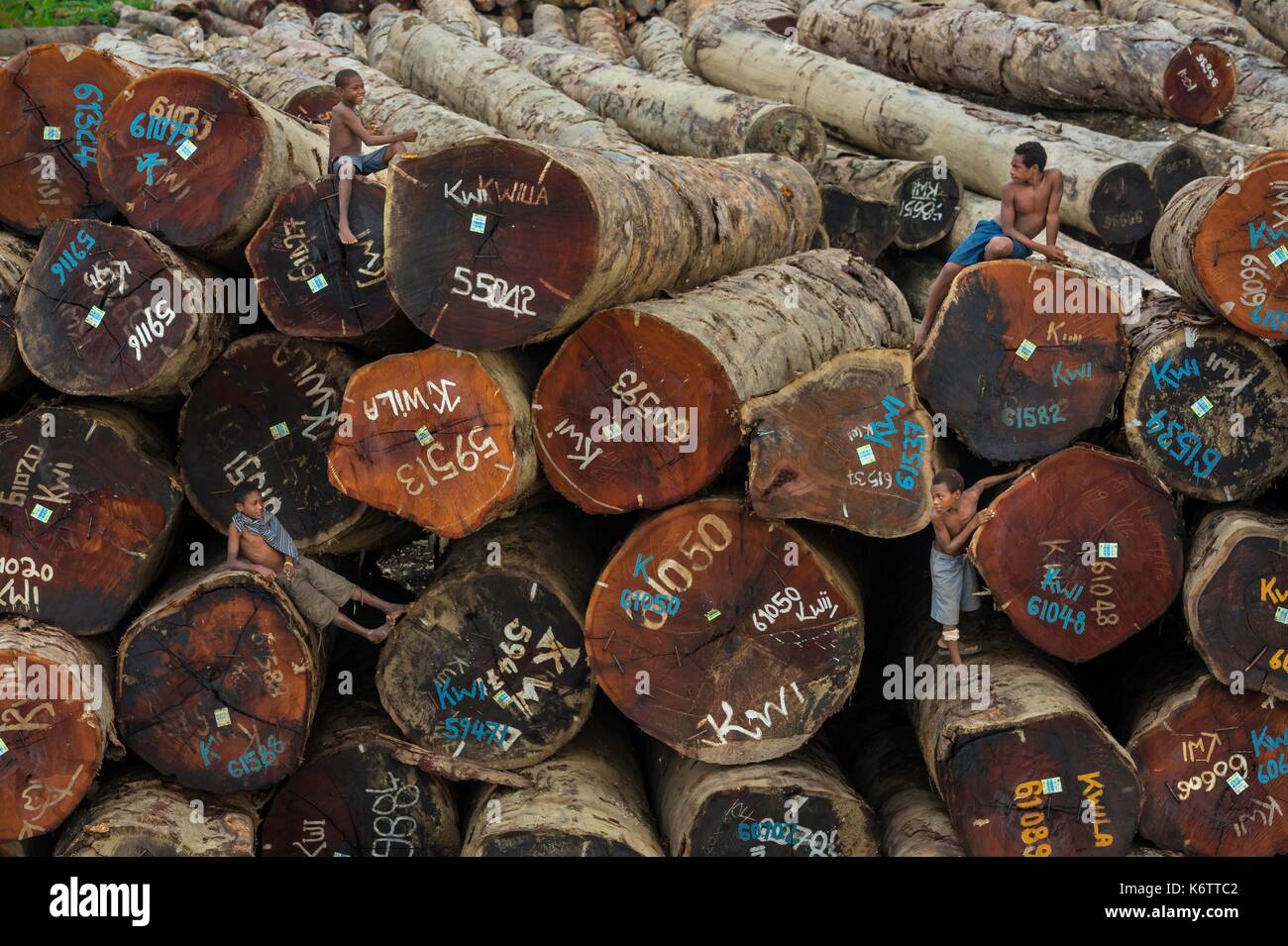 Papua New Guinea, Vanimo province, kids playing in the middle of ...