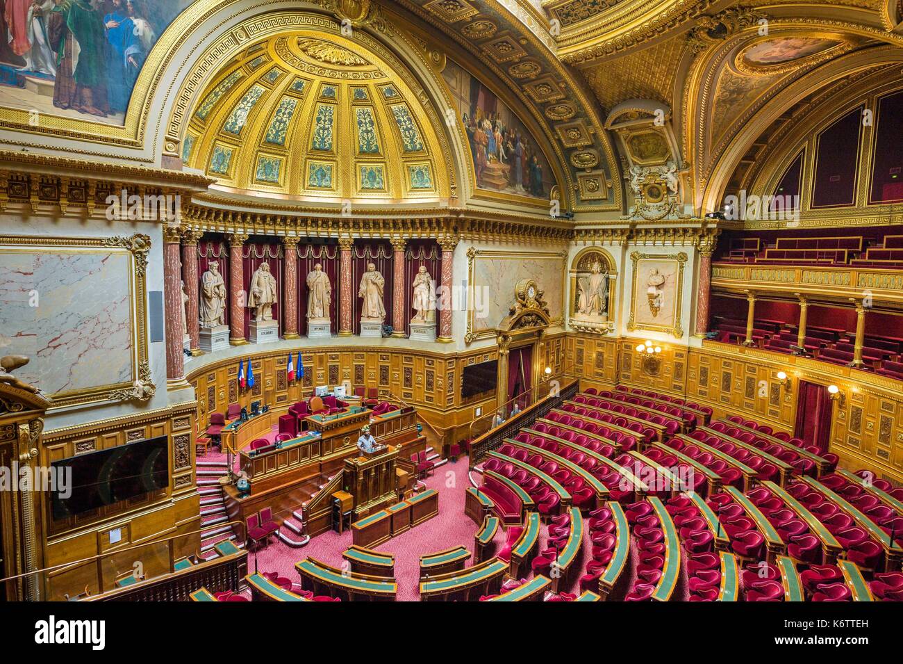 France, Paris, Palais du Luxembourg, The Senate, the Hemicycle, filming ...
