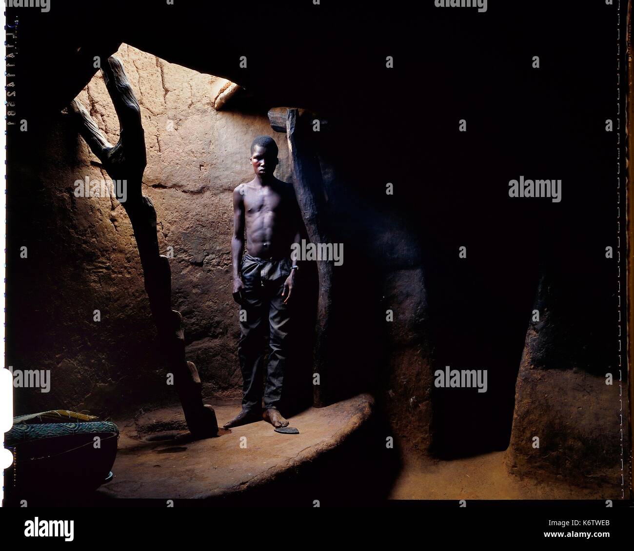 Burkina Faso, Poni province, Lobi land, LoropŽni, inside a Lobi house ...