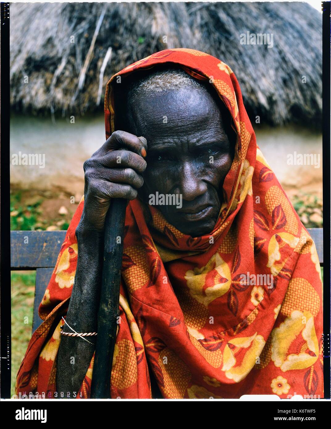 Burundi, Bujumbura Province, Ijenda area, old Tutsi woman, wife of the ...