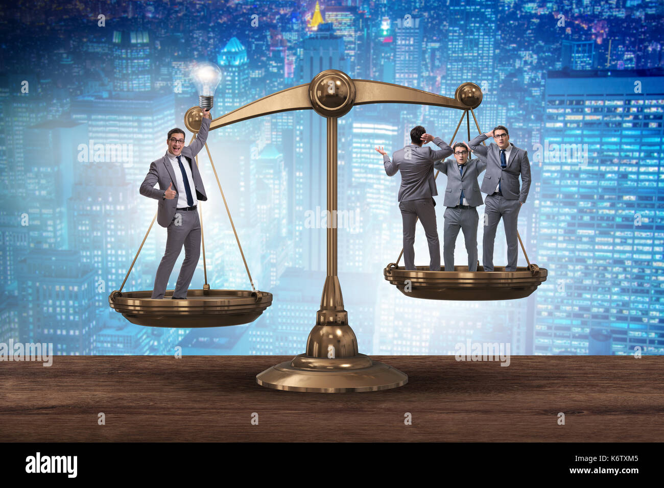 Man with idea is more important than people without ideas Stock Photo ...