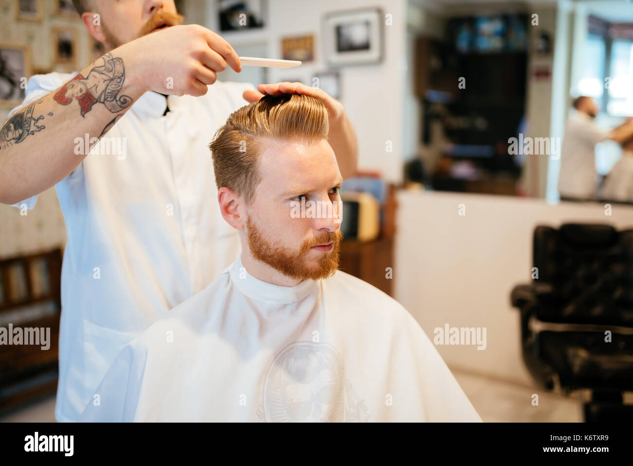Combing of hair and styling Stock Photo - Alamy