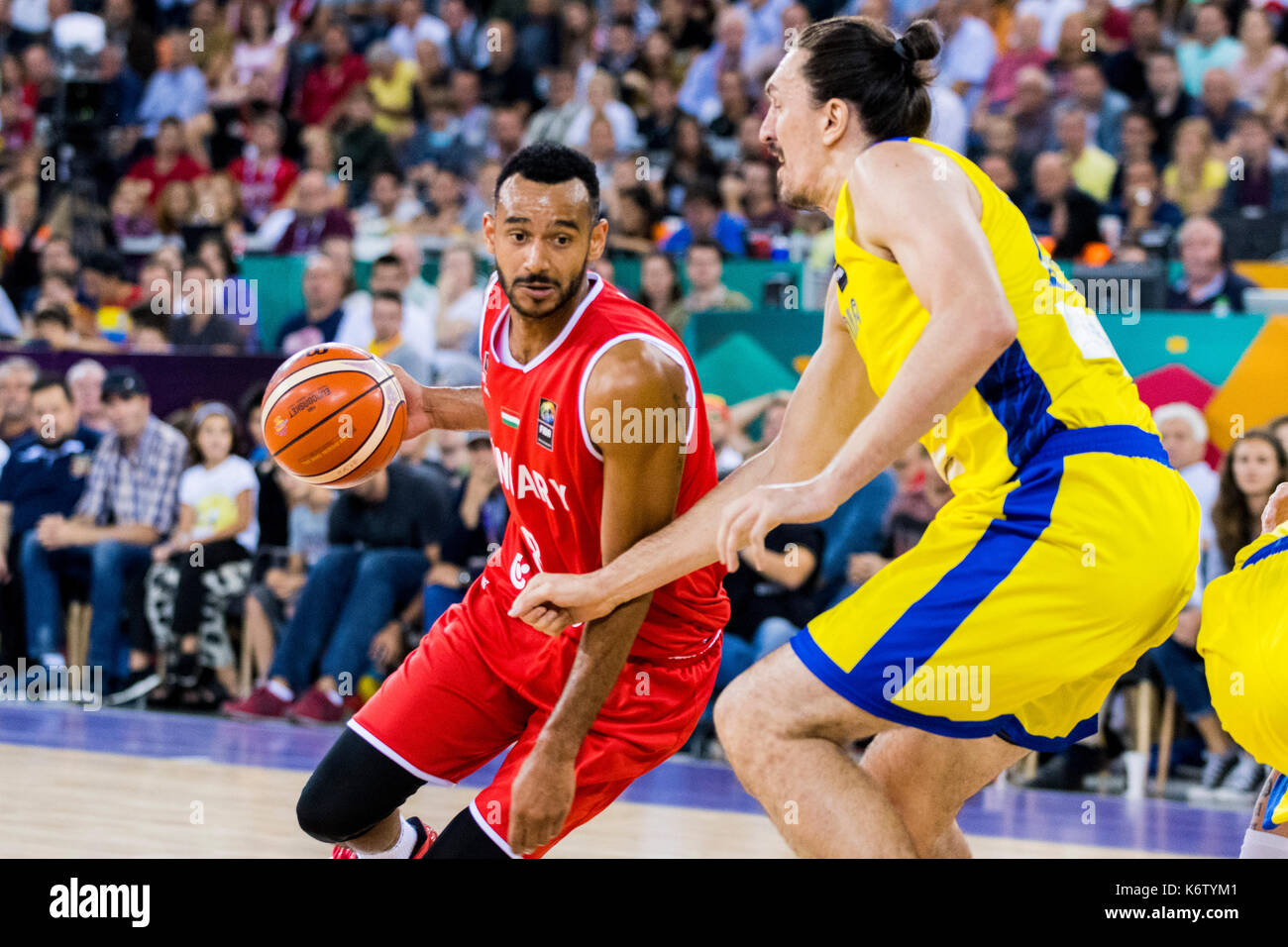 September 5, 2017: Adam Hanga #8 (HUN) and Catalin Baciu #26 (ROU) during the FIBA Eurobasket ...