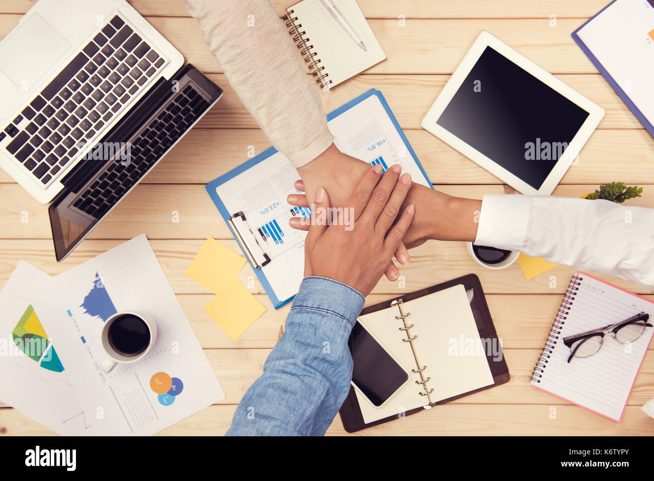 People in the office. Teamwork, team connect hands togetherness concept ...