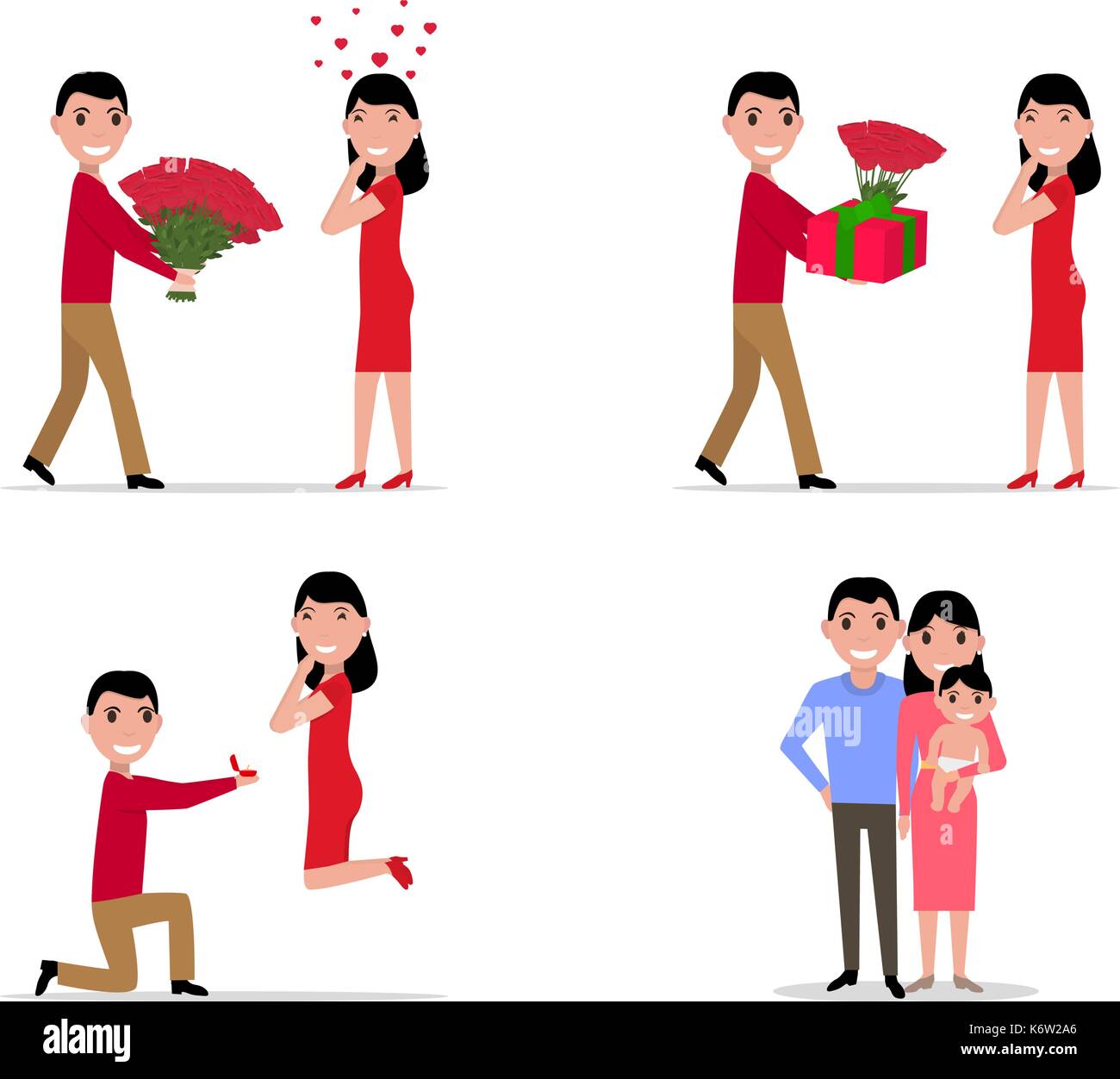 Vector cartoon stage set creating a happy family Stock Vector Image ...