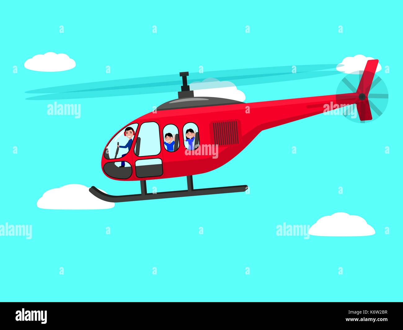 Vector cartoon helicopter people flying sky Stock Vector Image & Art ...