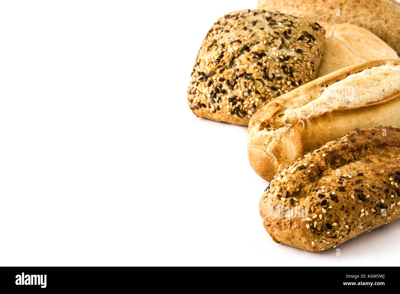 Mixed bread isolated on white background Stock Photo - Alamy
