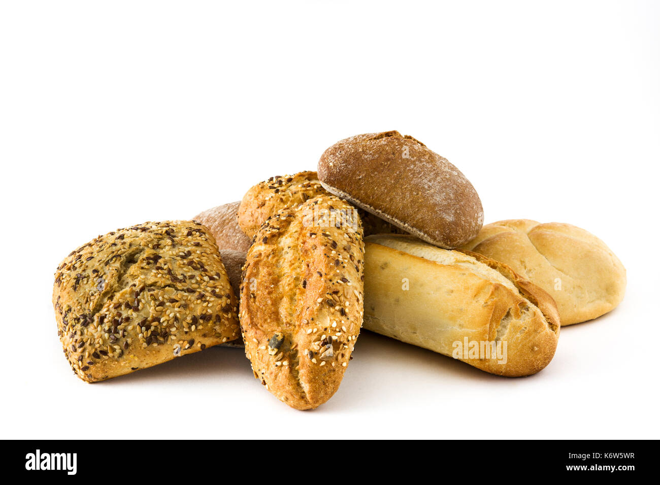 Mixed bread isolated on white background Stock Photo - Alamy