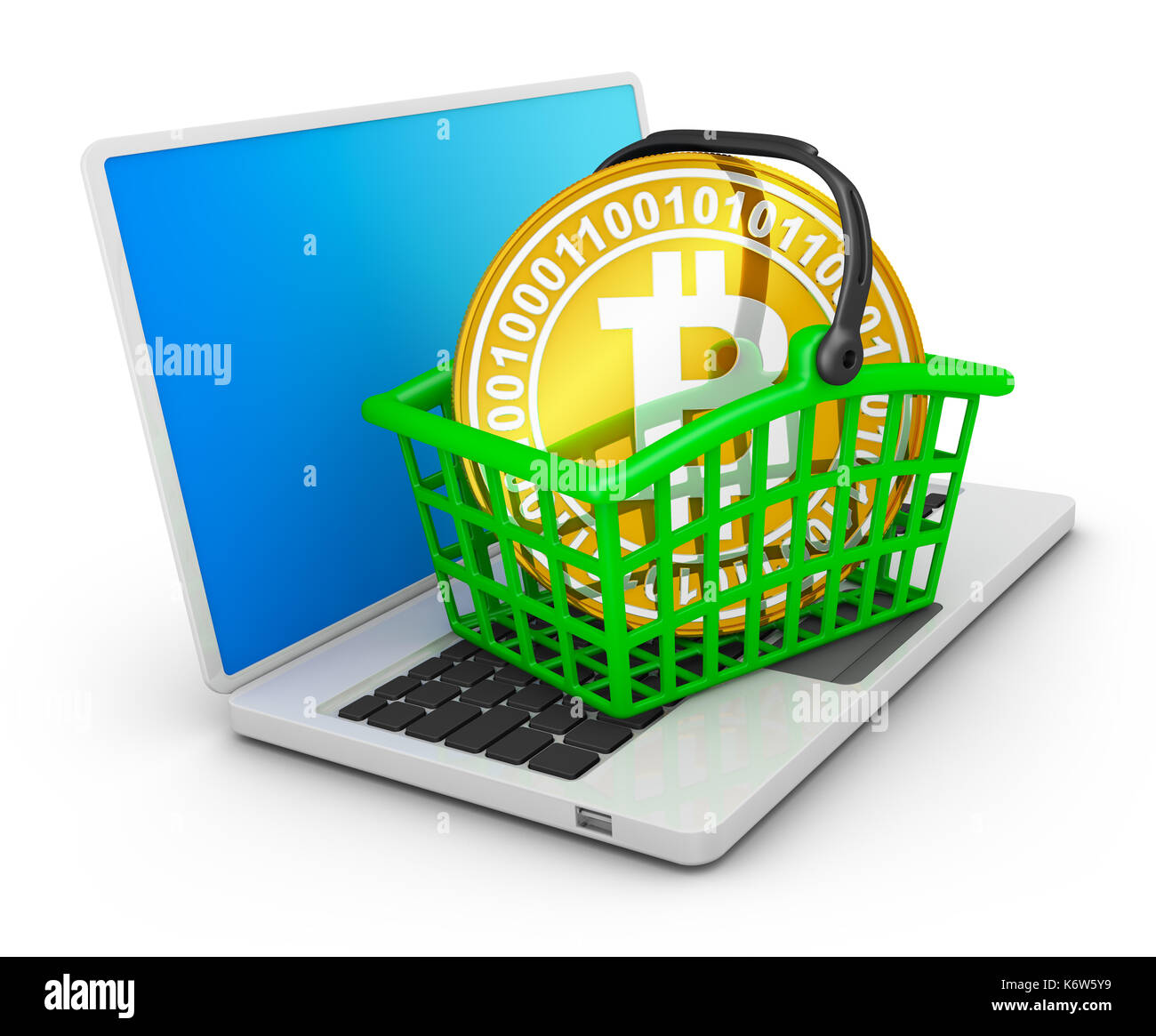 Cryptocurrency bitcoin on laptop Cut Out Stock Images & Pictures - Alamy