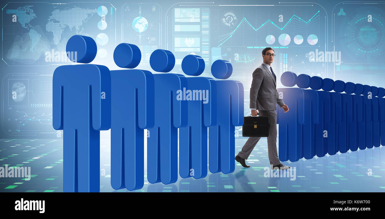 Standing out from crowd concept with businessman Stock Photo - Alamy