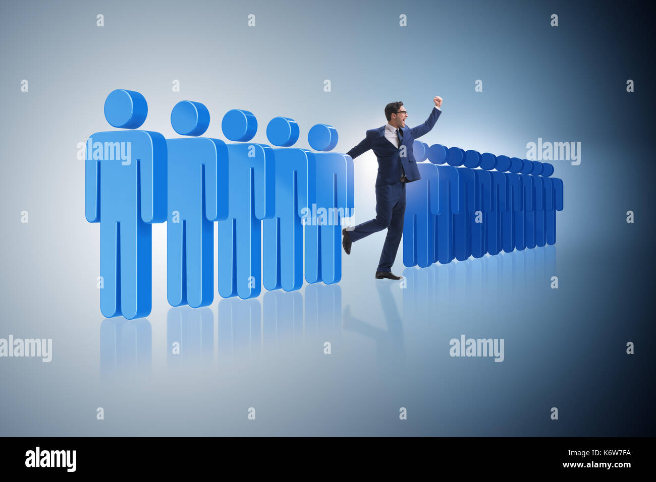 Standing out from crowd concept with businessman Stock Photo - Alamy