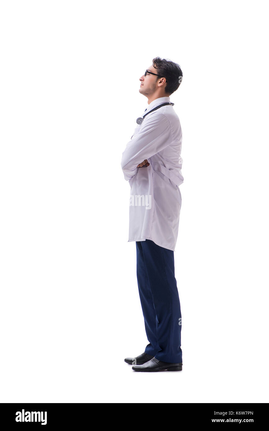 Young doctor physician standing walking isolated on white background ...