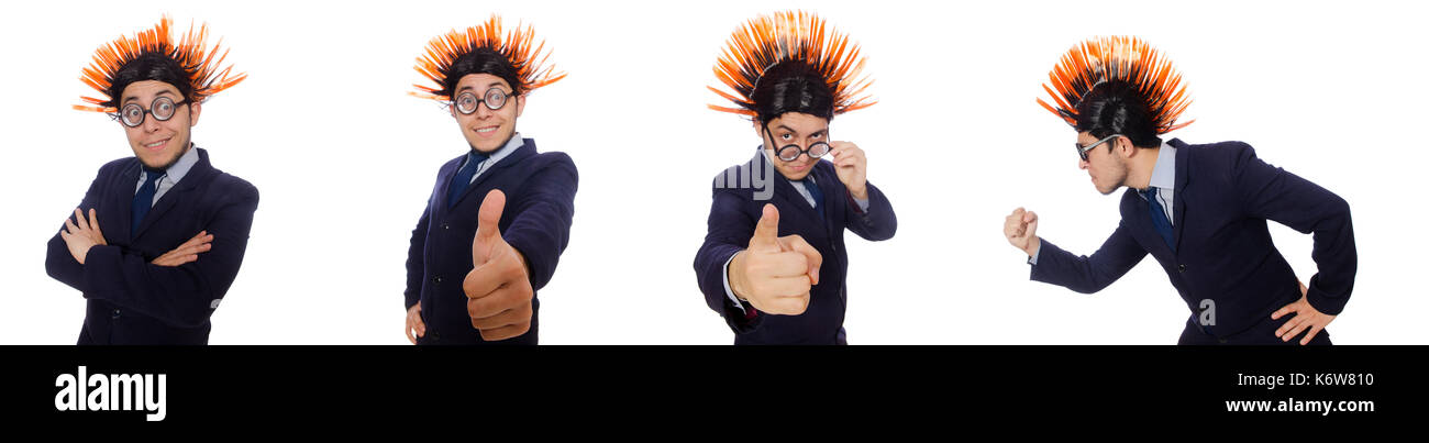 Funny man with mohawk hairstyle Stock Photo - Alamy