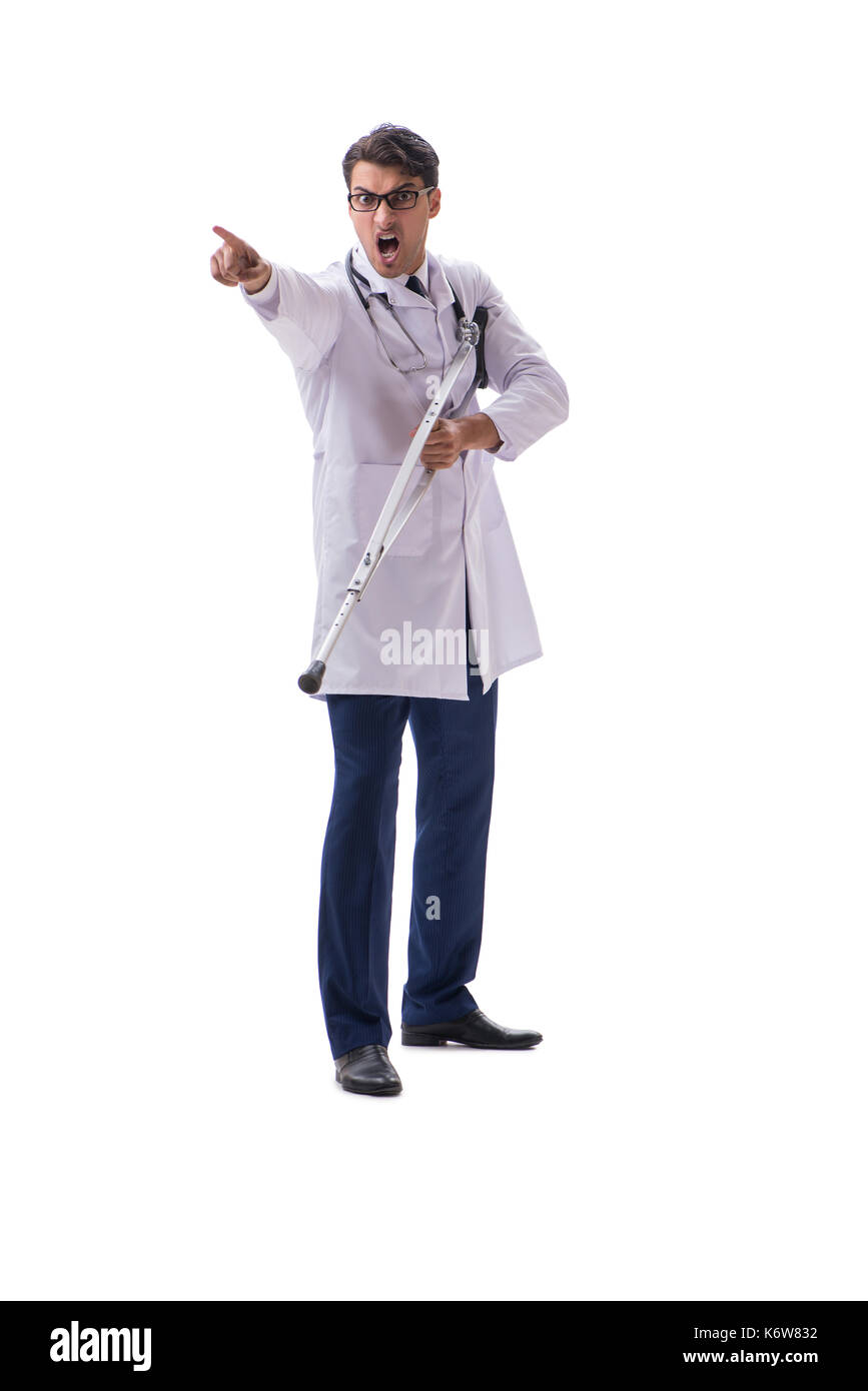 Young doctor physician standing walking isolated on white background ...