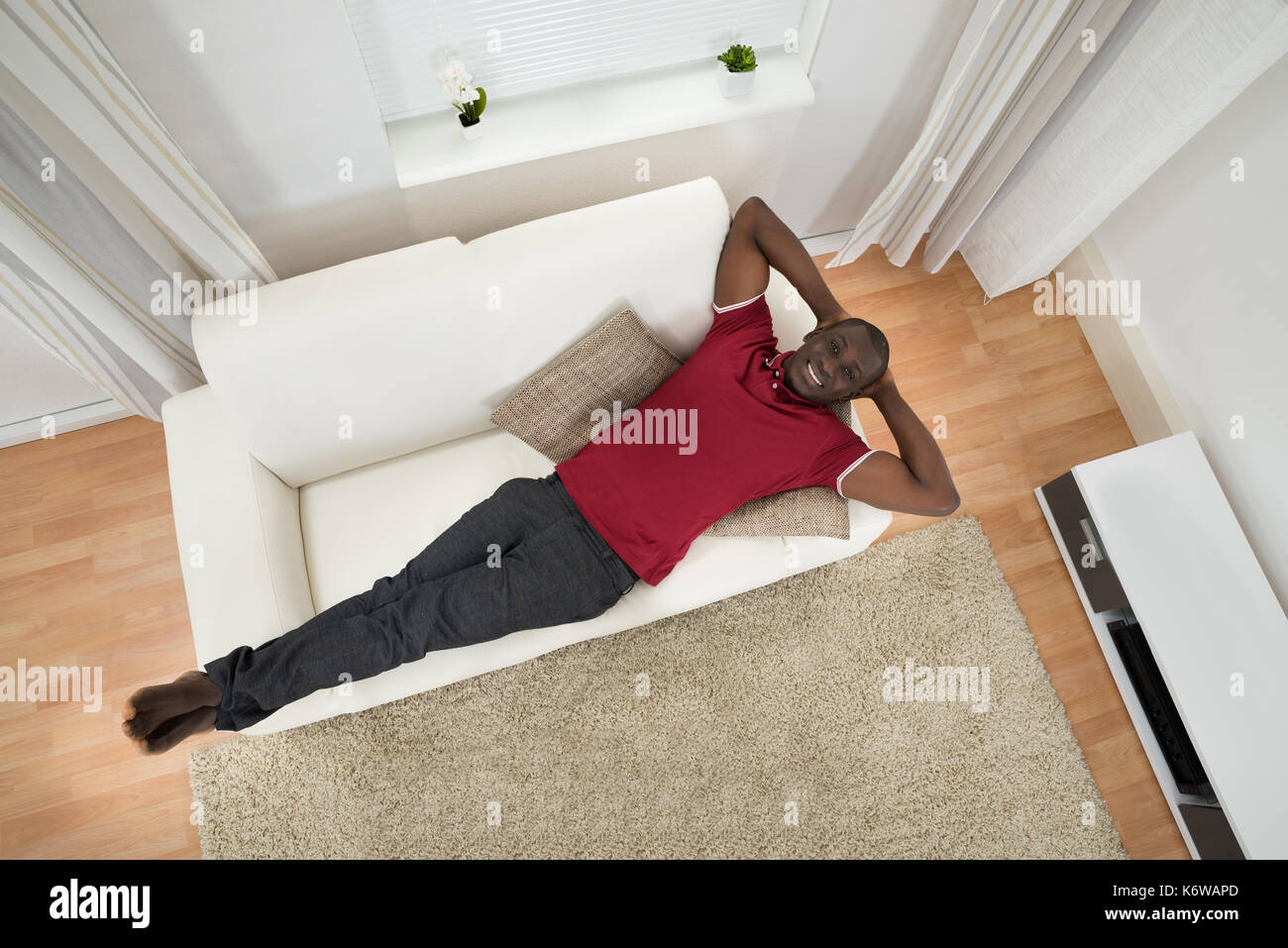 Overhead view man relaxing on hi-res stock photography and images - Alamy