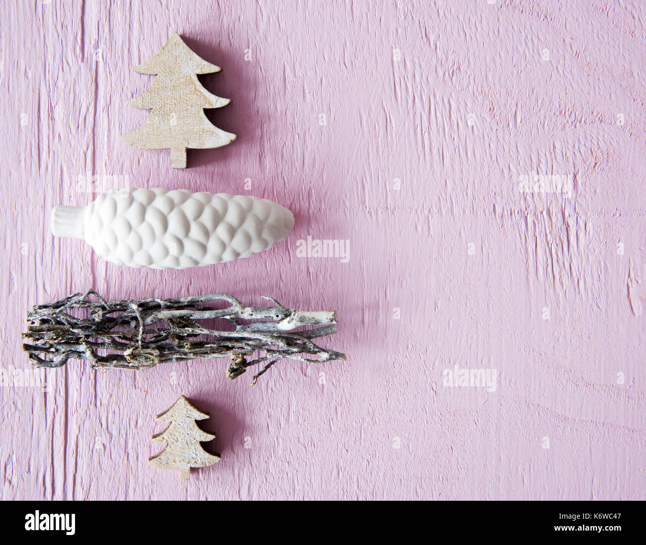 Flat Lay, Christmas Tree, Fir Cone, Copy Space Stock Photo - Alamy