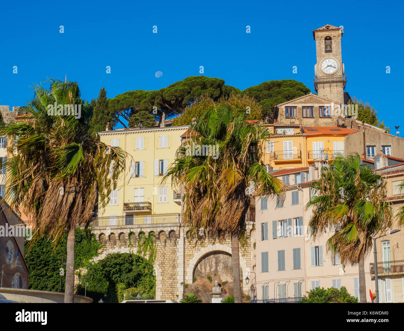A cityscape of Cannes with the tower of the Church of Our Lady of ...