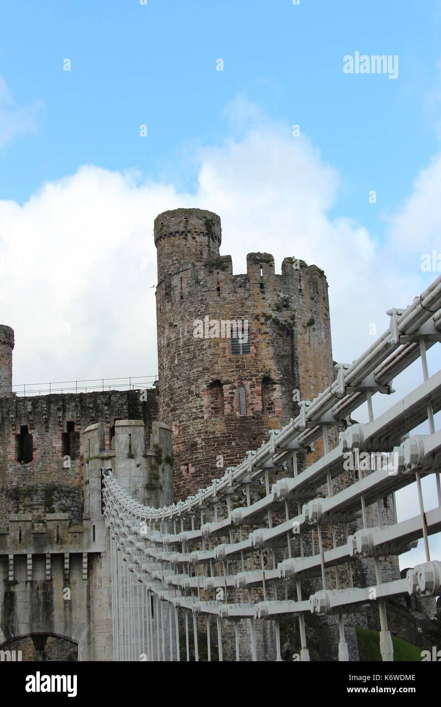 Conwy suspension bridge in wales. Built by Thomas Telford in 1822-26 ...