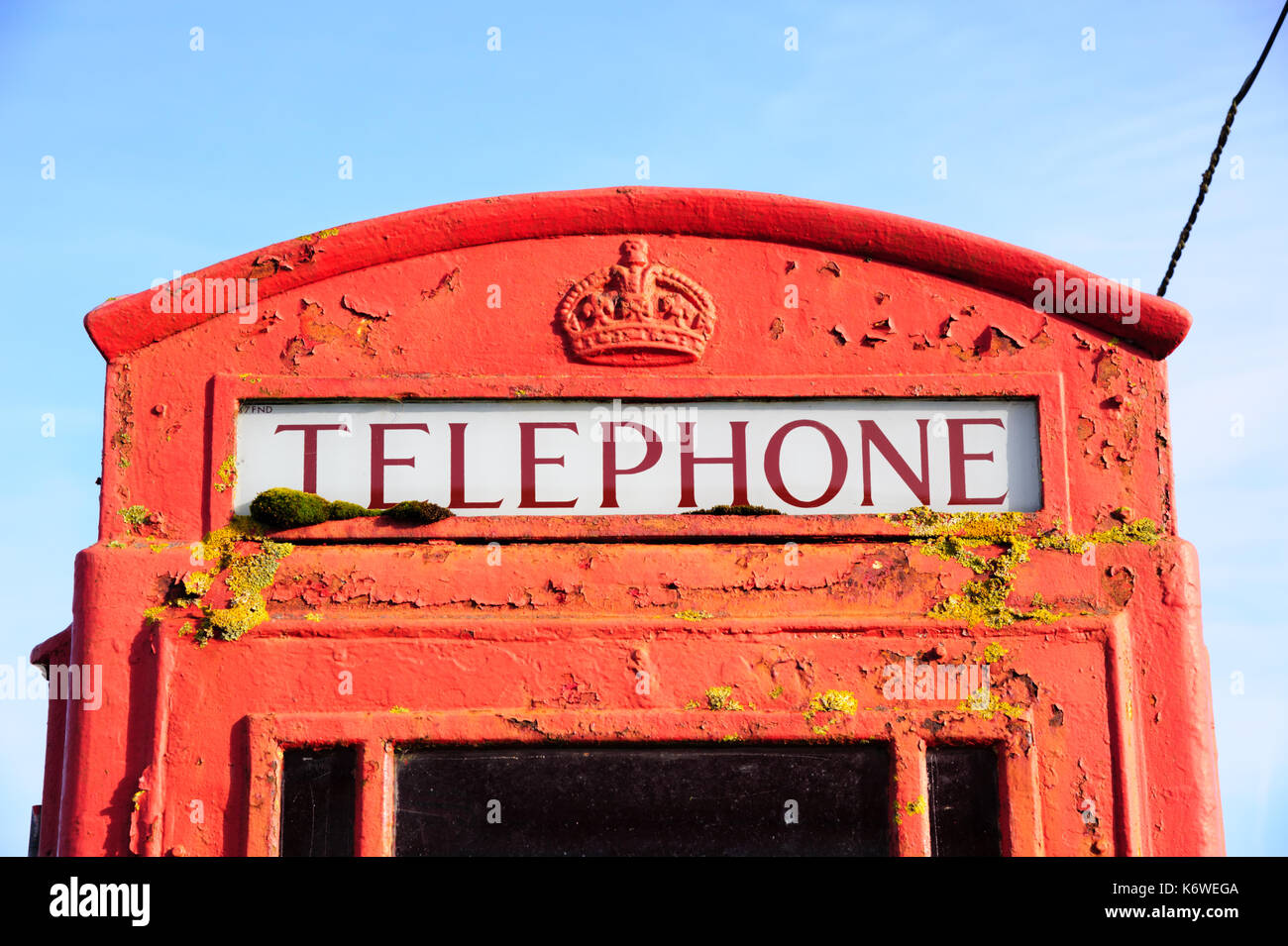 Public red Telephone box. K6 model showing Crown motif. Llansteffan ...