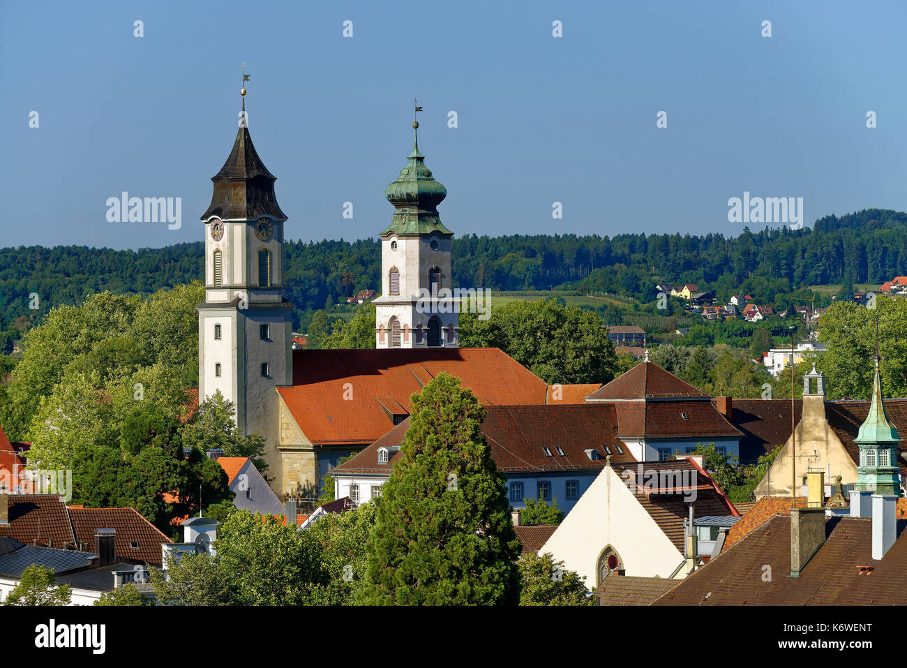 Towers, Cathedral Our Lady and Protestant St. Stephen's Church, Lindau ...